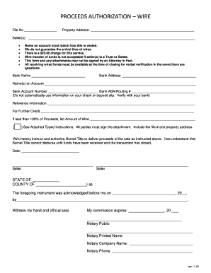 Fillable Online proceeds authorization - Burnet Title Fax Email Print ...