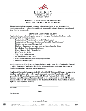 Fillable Online EARLY DISCLOSURE ACKNOWLEDGEMENT Fax Email Print ...