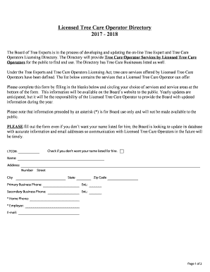 Fillable Online Licensed Tree Care Operator Directory Fax Email Print ...