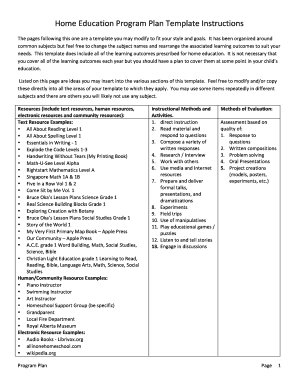 Fillable Online ADLC-Home-Education-Program-Plan-TemplateExpanded Fax ...