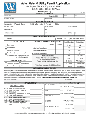Fillable Online Water Meter & Utility Permit Application Fax Email ...