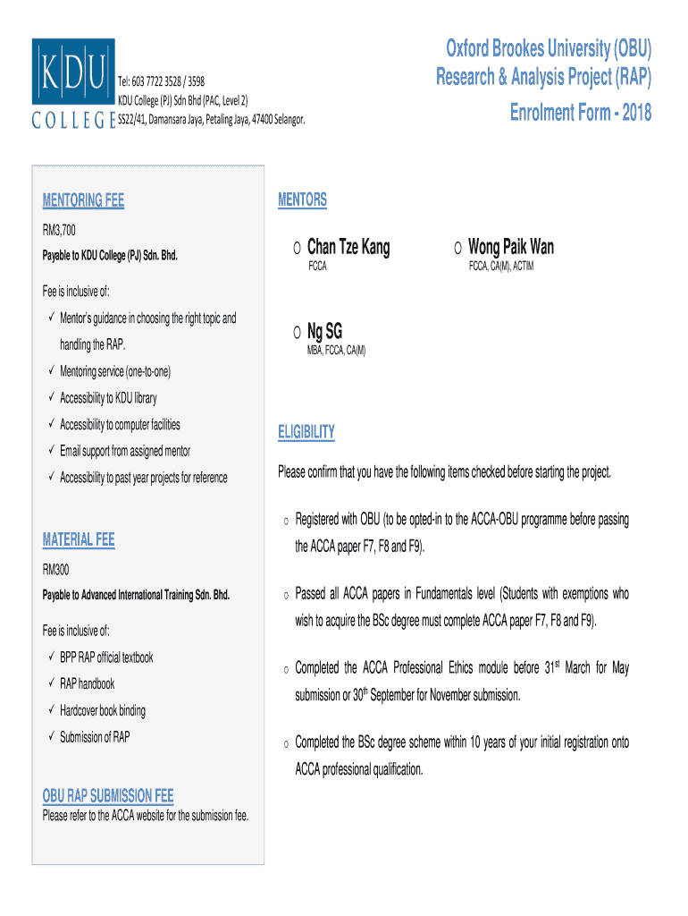 Fillable Online Oxford Brookes University (OBU) - Professional Accountancy Centre ... Fax Email ...