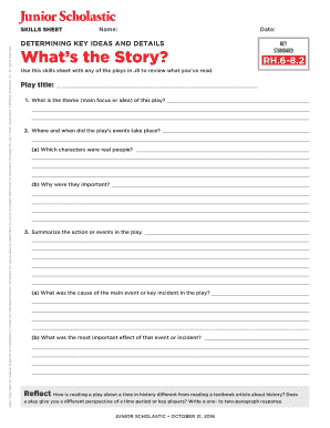 Fillable Online DETERMINING KEY IDEAS AND DETAILS Whats the Story ...