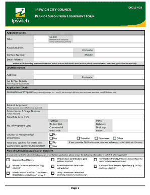 Fillable Online PLAN OF SUBDIVISION LODGEMENT FORM Fax Email Print ...