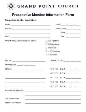 Fillable Online Prospective Member Information Form - Grand Point ...