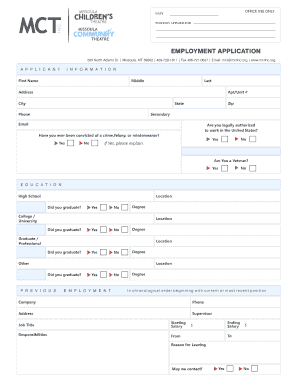 Fillable Online MCT Employment Application REV.cdr Fax Email Print ...