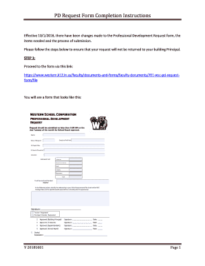 Fillable Online PD Request Form Completion Instructions - Western ...