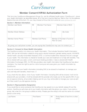 Fillable Online Member Consent/HIPAA Authorization Form Fax Email Print ...