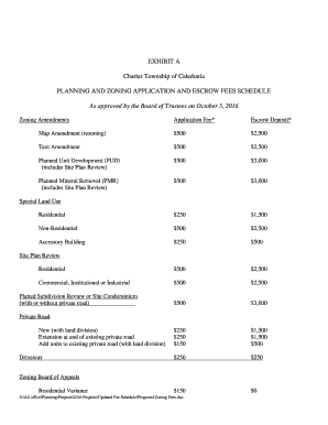 Fillable Online PLANNING AND ZONING APPLICATION AND ESCROW FEES ...