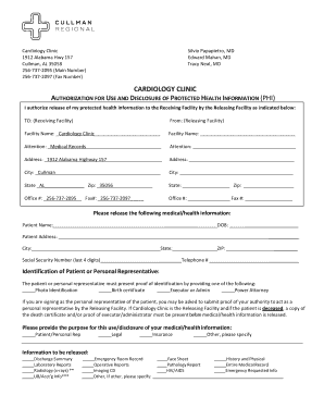 Fillable Online Authorization for Use and Disclosure of PHI Form.doc ...