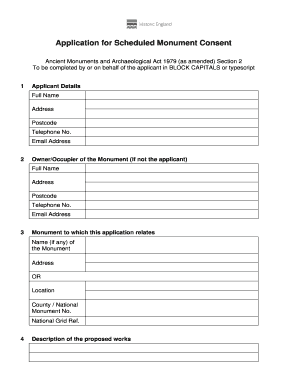 Fillable Online Application for Scheduled Monument Consent Fax Email ...