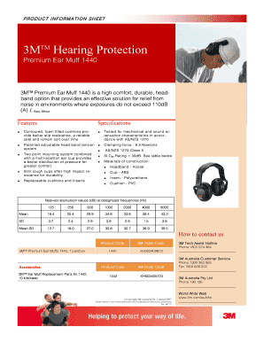 Fillable Online 3M Ear Muff 1440 Product Information Sheet.pub Fax ...