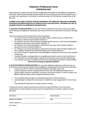 Fillable Online Veteran's Preference Form Fax Email Print - pdfFiller