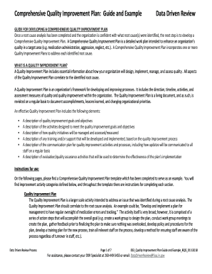 Fillable Online Comprehensive Quality Improvement Plan: Guide and ...