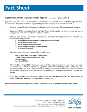 Fillable Online Water/Wastewater Leak Adjustment Request Instructions ...