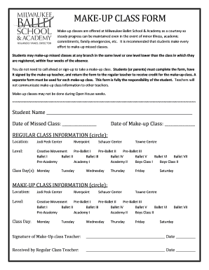 Fillable Online Make-up Class Form Fax Email Print - pdfFiller