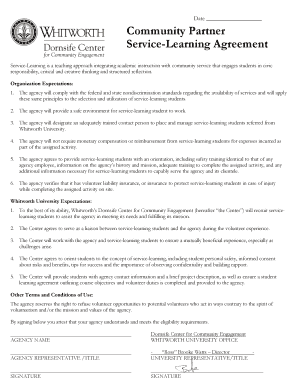 Fillable Online Community Partner Service-Learning Agreement ...