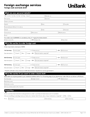 Fillable Online Foreign cash and bank draft Fax Email Print - pdfFiller