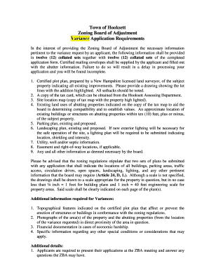 Fillable Online ZBA Application for Variance Fax Email Print - pdfFiller