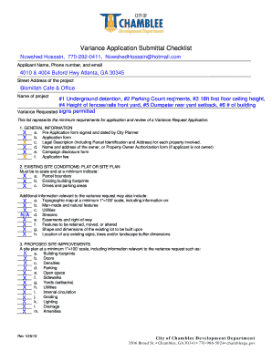 Fillable Online Variance Application Submittal Checklist Fax Email Print - pdfFiller
