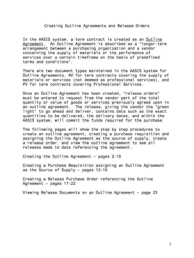 Fillable Online citeseerx ist psu Outline Agreement in SAP: Contract ...