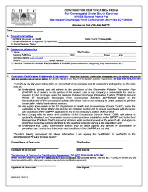 Fillable Online CONTRACTOR CERTIFICATION FORM DHEC 0437 Fax Email Print ...