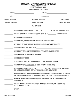 Fillable Online IMMEDIATE PROCESSING REQUEST Fax Email Print - pdfFiller