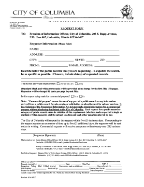 Fillable Online FOIA Request Form 2016 05 27 Fax Email Print - pdfFiller