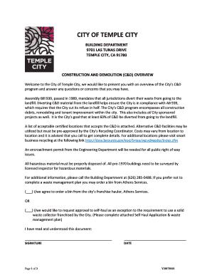 Fillable Online C&D Recycling Form - City of Temple City Fax Email ...