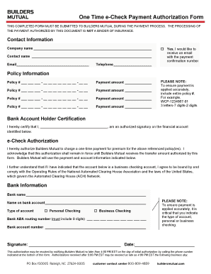 Fillable Online One Time e-Check Payment Authorization Form Fax Email ...