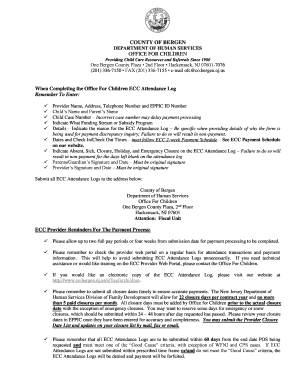 Fillable Online ECC Attendance Log Instructions Fax Email Print - pdfFiller