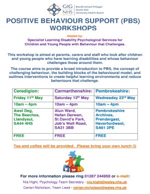 Fillable Online POSITIVE BEHAVIOUR SUPPORT (PBS) WORKSHOPS Fax Email ...