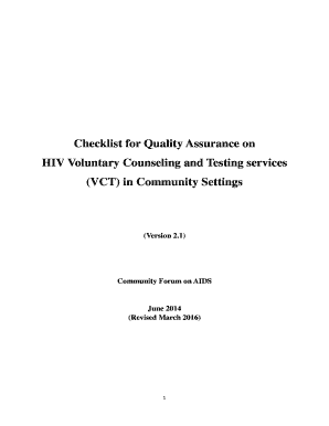 Fillable Online Checklist for Quality Assurance on HIV Voluntary ...