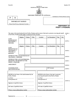 Fillable Online nt gov Form-66- Amendment of profit a prendre Fax Email ...