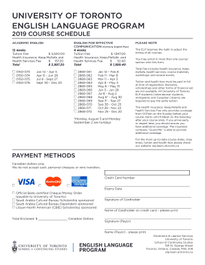 Fillable Online English Language Program Registration Form 2019 ...