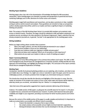 Fillable Online Working Papers Guidelines Working papers play a key ...