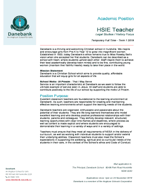 Fillable Online HSIE Teacher - Danebank Fax Email Print - pdfFiller
