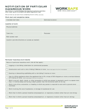 Fillable Online Form - General - Particular Hazardous Work.pdf Fax ...