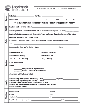 Fillable Online Demographic, Insurance **Clinicals documenting patients ...