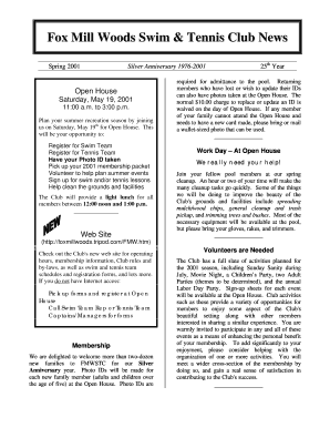 Fillable Online Fox Mill Woods Swim & Tennis Club News Fax Email Print ...