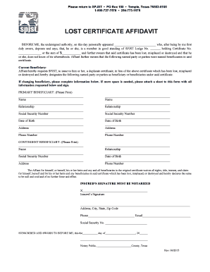Fillable Online Affidavit - lost certificate - revised (3)3.docx Fax Email Print - pdfFiller