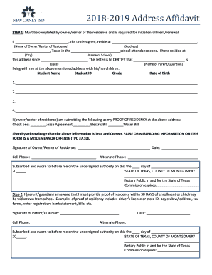 Fillable Online 2018-2019 Address Affidavit Fax Email Print - pdfFiller