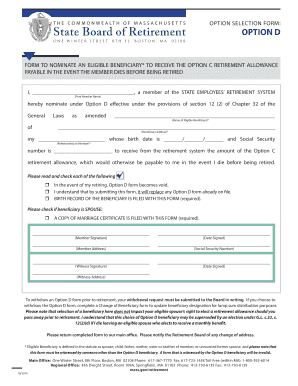 Fillable Online OPTION SELECTION FORM: Fax Email Print - pdfFiller