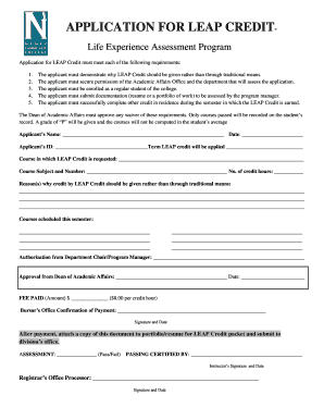 Fillable Online Application for Leap Credit Form Fax Email Print ...