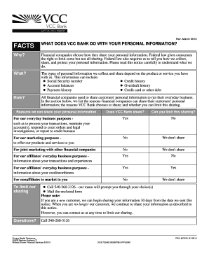 Fillable Online WHAT DOES VCC BANK DO WITH YOUR PERSONAL INFORMATION ...