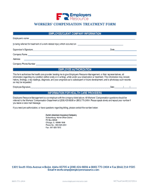 Fillable Online Workers Compensation Authorization Form - Employers ...