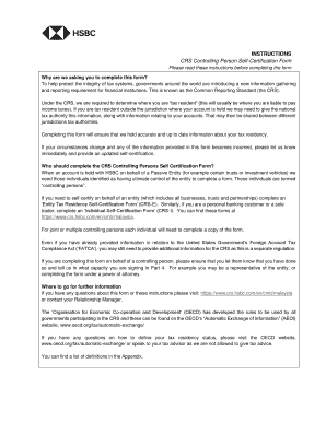 Fillable Online CRS Controlling Person Self-Certification Form - (CRS) HSBC Fax Email Print ...