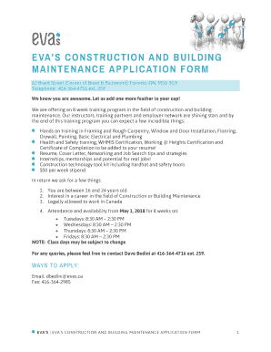 Fillable Online eva's construction and building maintenance application ...