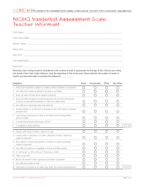 Fillable Online Vanderbilt Assessment - The National Institute for ...