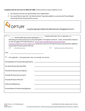 Fillable Online Long Acting Injectable (LAI) Administrator Designation ...